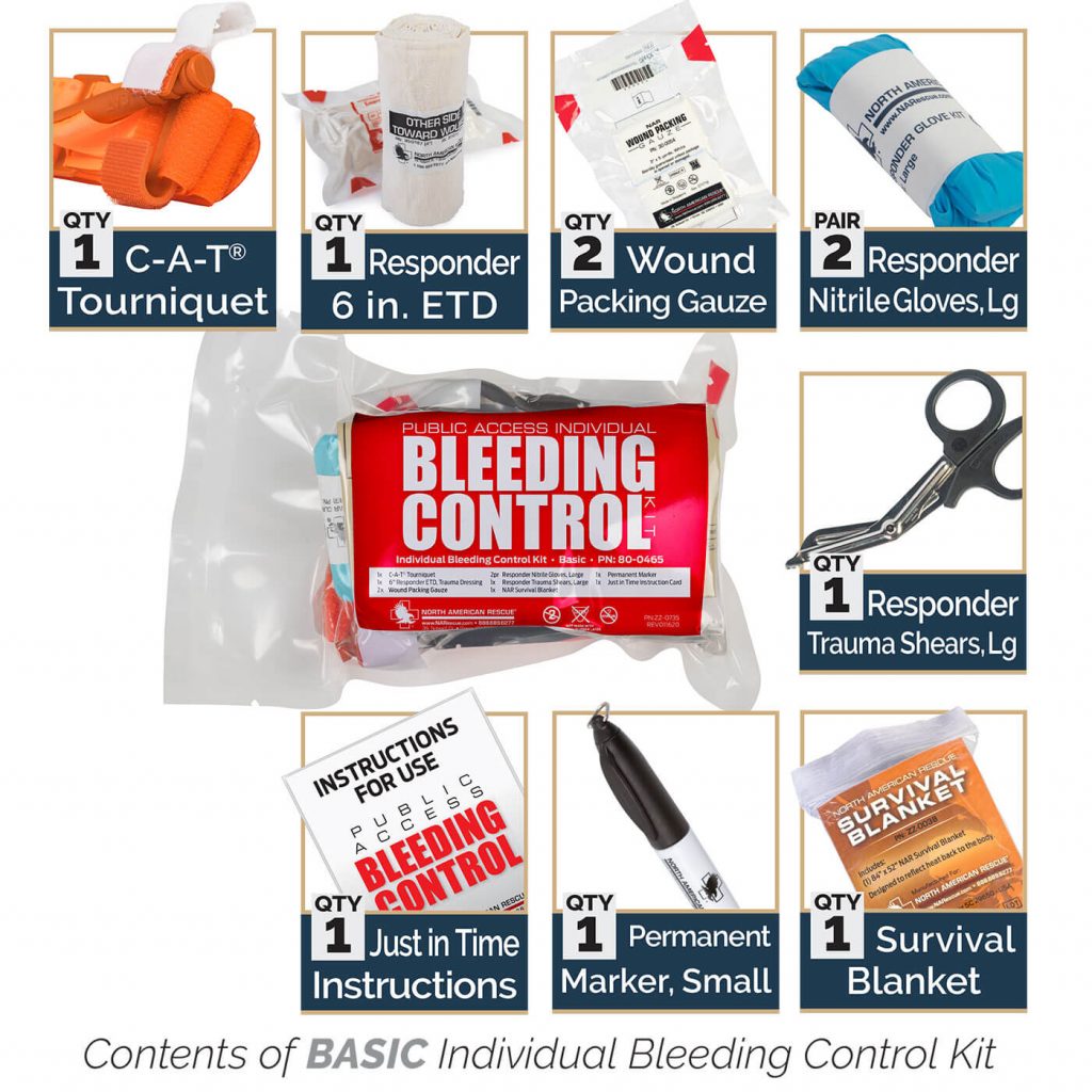 Basic Public Access Individual Bleeding Control Kit - Vacuum Sealed ...